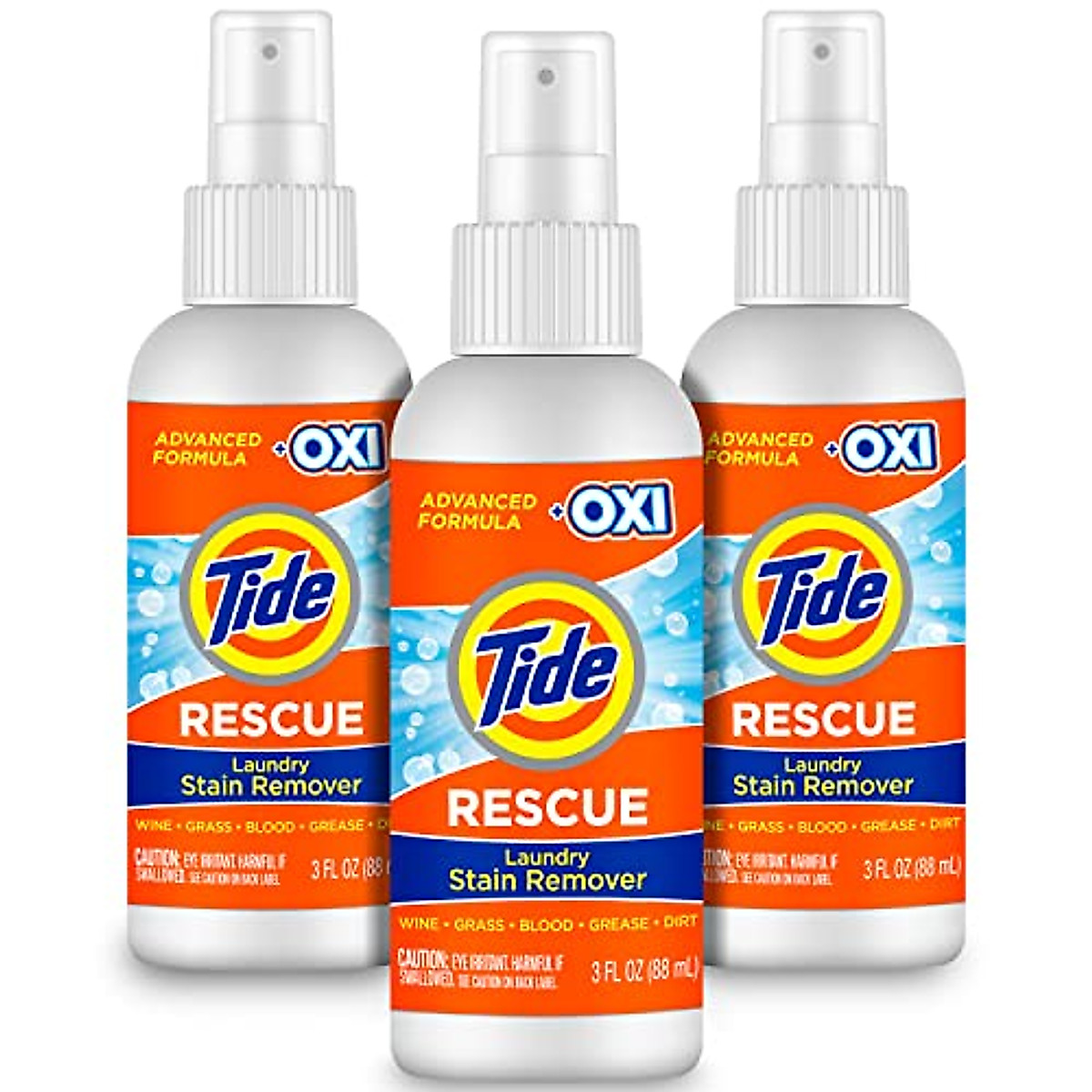 Tide Laundry Stain Remover with Oxi,Rescue Clothes, Upholstery, Carpet and more from Tough Stains, 3oz (Pack of 3)