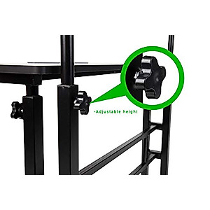 Mind Reader Woodland Collection, Mobile Sit/Stand Laptop Desk with Side Storag Adjustable, Tiltable, Lockable Casters, Portable, X-Large, Black