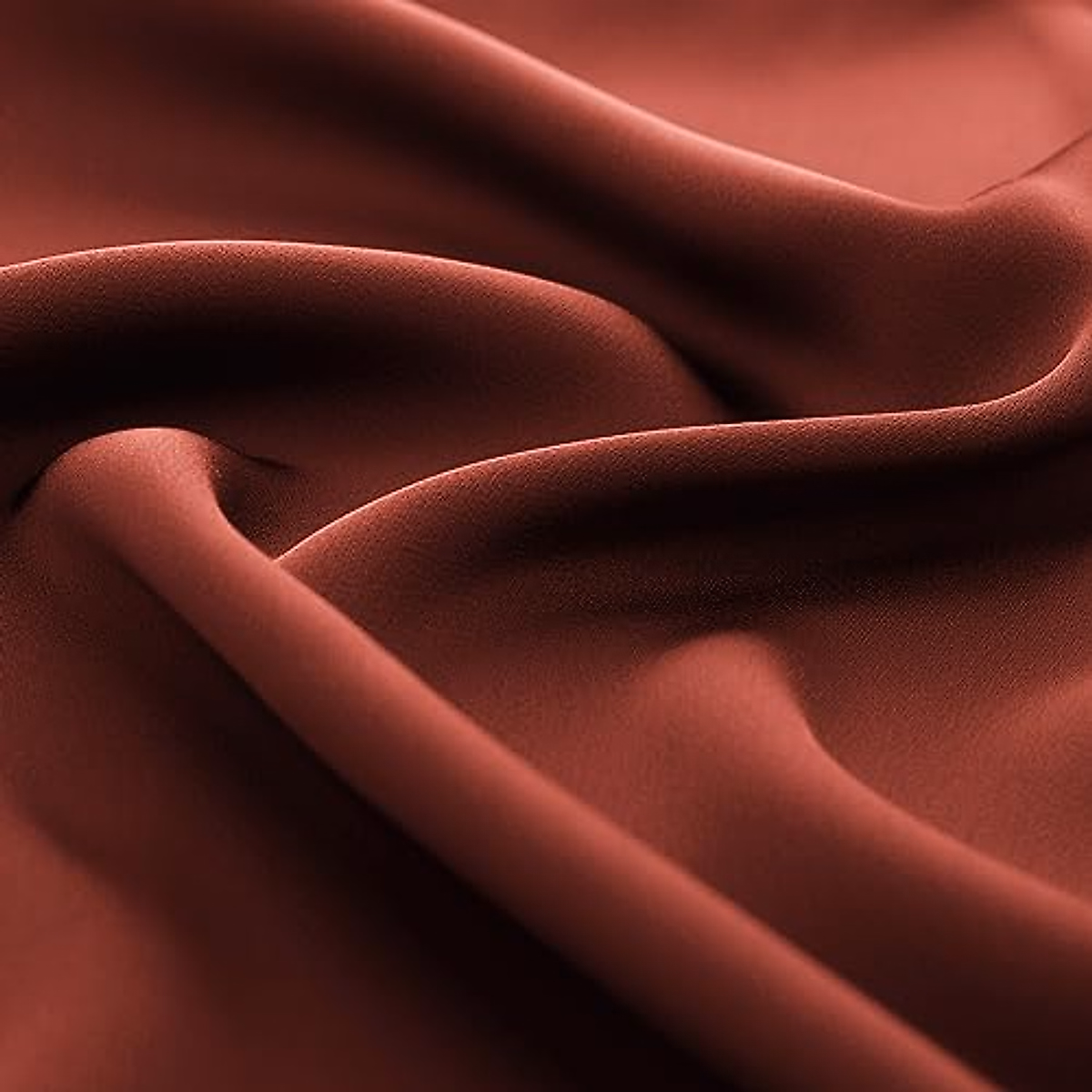 GRACE KARIN Long Sleeve Satin Wedding Guest Dresses for Women Cocktail Midi Dress Elegant A-Line Slit Semi Formal Dress Rust XL