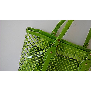 Top Shop Womens Casual Polka Dot Clear Tote Bag Transparent Beach Handbag Green Shoulder Bag