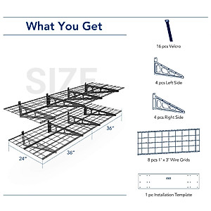 FLEXIMOUNTS 2-Pack 2x6ft Garage Shelving 24-inch-by-72-inch Wall Shelf Garage Storage Rack Floating Shelves, Black