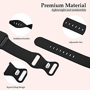 AIRPROCE Compatible with Apple Watch Bands 38mm 40mm 41mm 42mm 44mm 45mm 49mm, Soft Silicone Sport Wristbands Replacement Strap for iWatch Ultra SE Series 8 7 6 5 4 3 2 1 Sport Edition for Women Men (38/40/41mm S/M, Black)