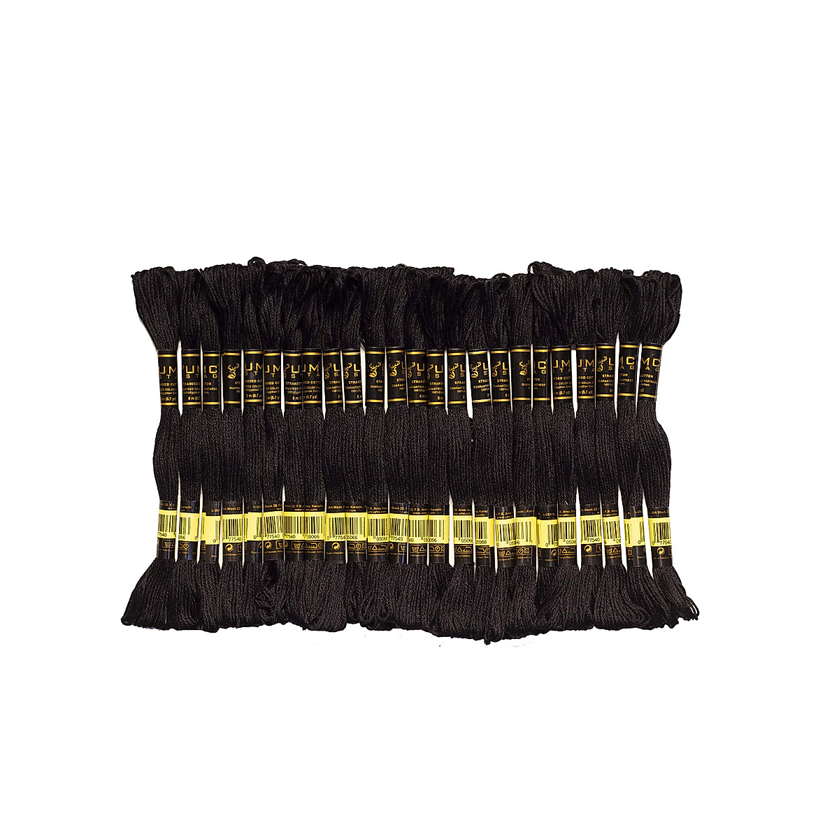 UMC STAG 24 Pieces Black Colour Premium Embroidery Floss| 100% Egyptian Cotton Premium Skeins | Cross Stitch Embroidery Thread | Oeko TEX Certified Stranded Cotton | Perfect for Arts & Crafts