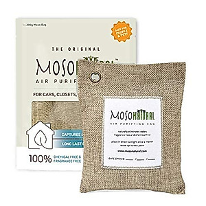 MOSO NATURAL Air Purifying Bag 200g. A Scent Free Odor Eliminator for Cars, Closets, Bathrooms, Pet Areas. Premium Moso Bamboo Charcoal Odor Absorber. (Beige Linen)