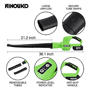 Leaf Blower Cordless, 20V Electric Blowers with 4000mAh Battery and Charger, 2 Speed Modes Lightweight Battery Powered Leaf Blowers for Lawn Care, Patio, Blowing Leaves,Grass