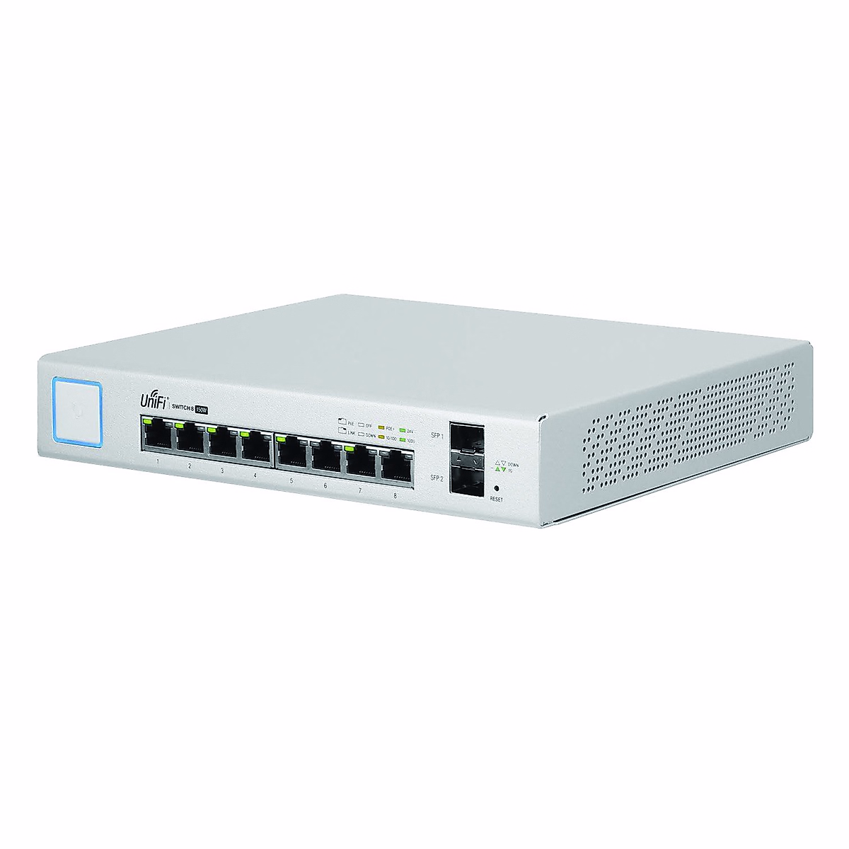 Ubiquiti Networks 8-Port UniFi Switch, Managed PoE+ Gigabit Switch with SFP, 150W (US-8-150W) (Renewed)