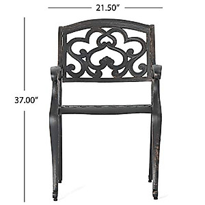 Christopher Knight Home Austin Outdoor Cast Aluminum Dining Chairs, 2-Pcs Set, Shiny Copper