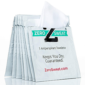 ZeroSweat Antiperspirant Wipes Deodorant | Clinical Strength Hyperhidrosis Treatment - Reduces Armpit Sweat - 10 Wipes New & Improved