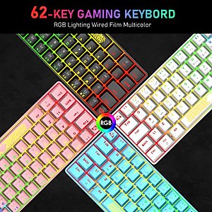 K65 Pro 60% Gaming Keyboard,Mouse Combo Small Mini RGB Backlight Mechanical Keyboard and Ultralight Honeycomb Optical Mouse and Mouse Pad Linear Red Switch Anti-Ghosting for Xbox,PS4,PC,Laptop(Blue)