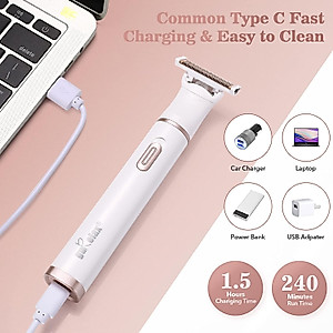 Electric Razors for Women, 4 in 1 Cordless Portable Rechargeable Womens Electric Shaver for Legs Face Eyebrow Nose Pubic Hair Bikini Trimmer, Painless Body Hair Remover by Gurelax