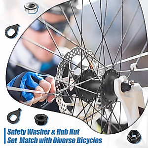 48 Pcs Bike Wheel Axle Nut and Safety Washer Kit 3 Sizes Bicycle Hub Flanged Hardware Nuts Steel Flange Axle Nut Wheel Retaining Bicycle Hook Hub Parts for Front and Rear Bike Wheel Mountain Road