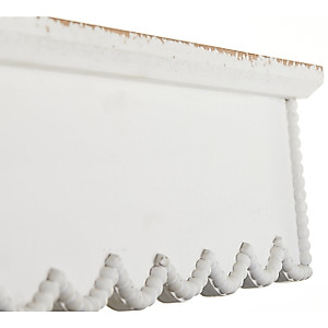 SOFE Rustic Wood Shelves for Wall White - Shelf for Bedroom Bathroom Kitchen Small - Wall Bookshelf Storage Organizer - Plant Collectibles Display Shelving Wall Mounted- Scalloped Shelves