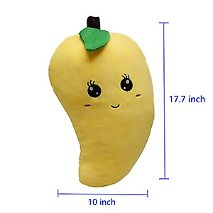 BABOLI Cuddly Mango Plush Toy Pillow Adorable Soft Fruit Stuffed Animal with Smile Face and Cute Expression Pretty Sweet Gifts for Kids Boys and Girls Present for Birthday or Party 17.7 Inches