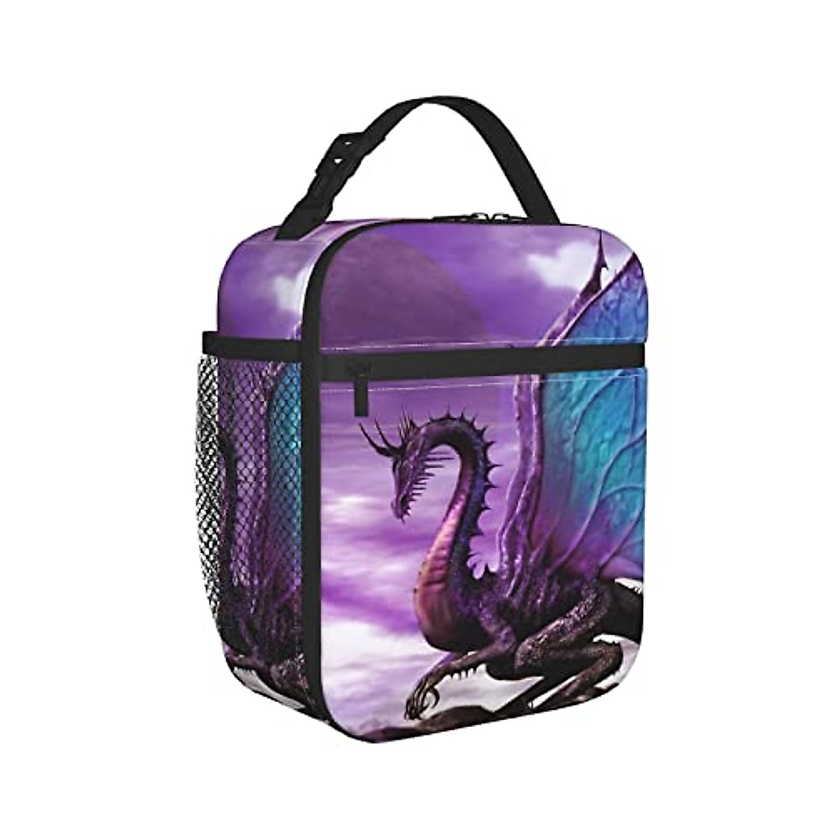 wsrgvab Dragon Fantasy Purple Portable Lunch Box Bag Insulated Reusable Lunch Tote For Men And Women