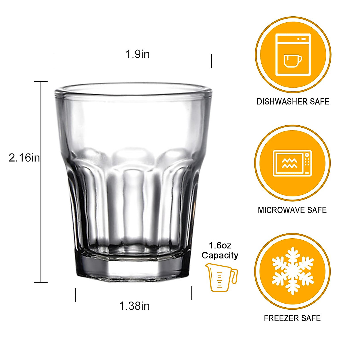 QAPPDA Shot glasses Set,1.6 OZ Mini Glass Cups Espresso Shot Glass Tequila Bar Glass,Clear Shooter Glass Bulk Set of 48,Small Glass Shot Cups with Heavy Base for Vodka,Liquor,Party,Birthday.