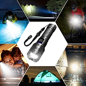 Rechargeable Flashlights High Lumens, 950000LM Powerful Tactical Flashlights, 5 Modes LED Flashlight Adjustable, Brightest Flashlight Waterproof, Handheld Flash light for Emergencies, Camping, Hiking