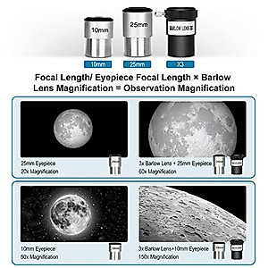 Telescope, 70mm Aperture 500mm Telescopes for Adults Astronomy & Kids Beginners, Fully Multi-Coated Travel Refractor Telescopes with Phone Adapter, Wireless Control, Astronomy Gift for Kids