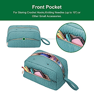 Crochet Bag Yarn Bag Storage Organizer Knitting Bag For Crocheting Accessories Crochet Hook Case Gifts For Crafters (Teal)