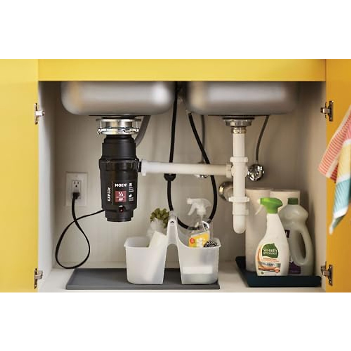 Moen GXP33C Lite Series PRO 1/3 HP Compact Continuous Feed Garbage Disposal for Kitchen Sink, Power Cord Included