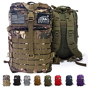 Sirius Survival 50L Expeditionary Tactical Backpack - Large Molle Bag (Green Camo)