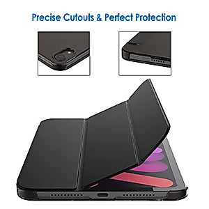 JETech Case for iPad Mini 6 (8.3-Inch, 2021 Model, 6th Generation), Slim Stand Hard Back Shell Smart Cover with Auto Wake/Sleep (Black)