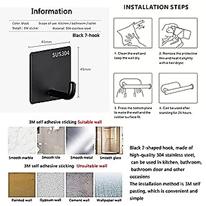 HEFFY Kitchen Storage Rotary Hook Rotatable Utensils Hooks Aluminum Small Utensil Holder Cooking Tool Hanger Bathroom Toilet RV Campers Easy to Install with 8 Removable Black