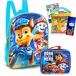 Nick Shop Paw Patrol Backpack and Lunch Bag Set for Boys, Girls - Bundle with Paw Patrol Backpack and Insulated Lunch Box Plus Activity Book, Stickers and More (Paw Patrol School Supplies For Kids)