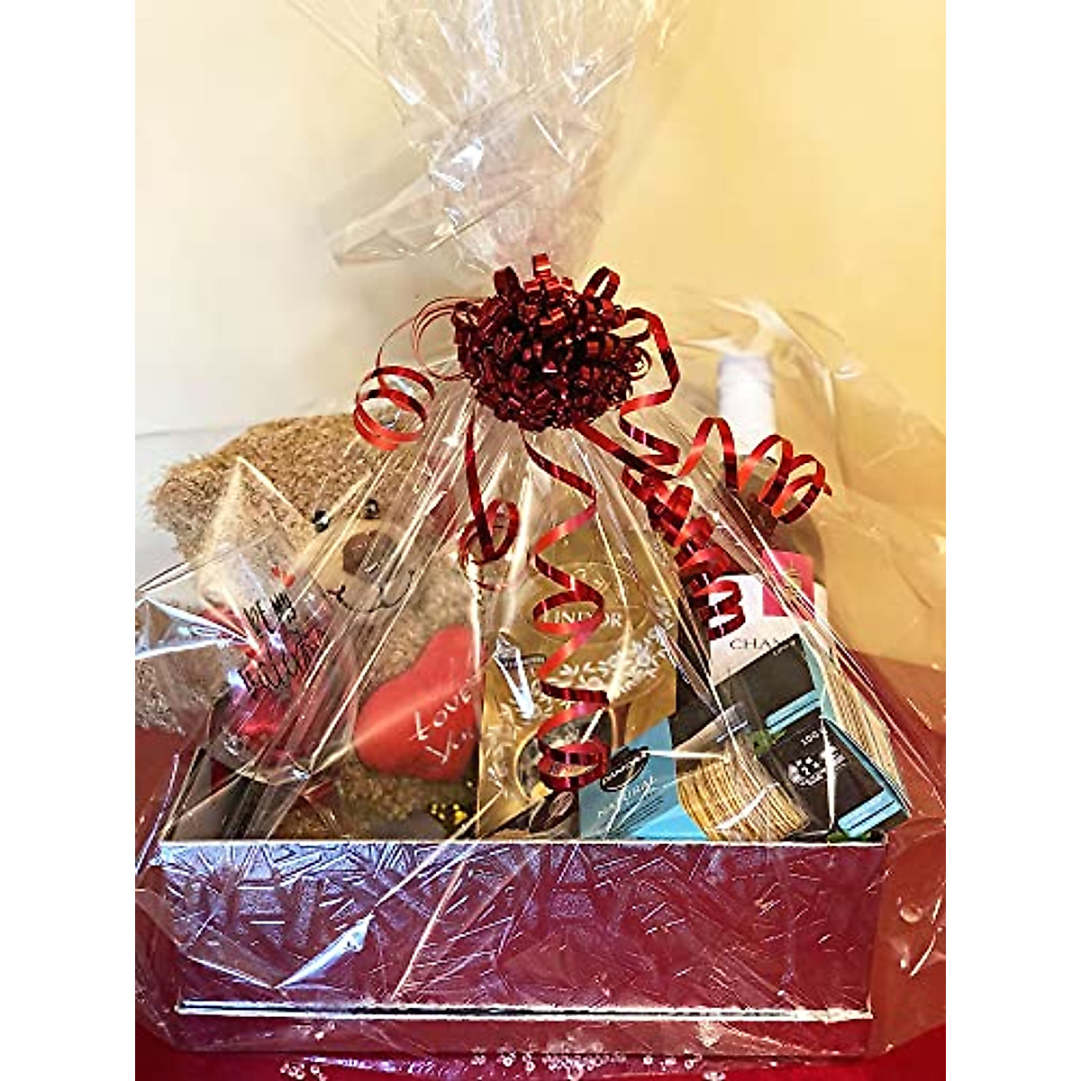 Holvyt Large Clear Basket Bags, 10 Pack 32"x 46" Cellophane Wrap Plastic Package for Baskets and Gifts