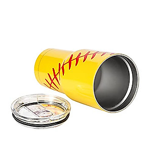 YONGCHI, Akmazousa 30oz Softball Tumbler Stainless Steel Tumblers Insulated Drinking Cups Softball Cup with Lids and Straw ( Softball, 30oz )