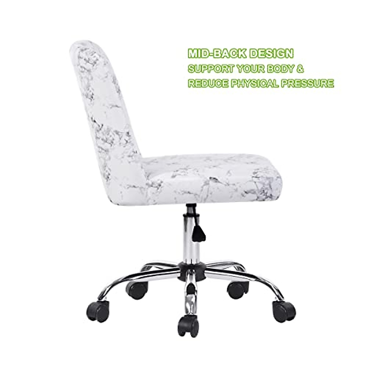 Geniqua Fabric Office Chair Adjustable Height Casters Computer Task Chair Swivel Home Office, Marble