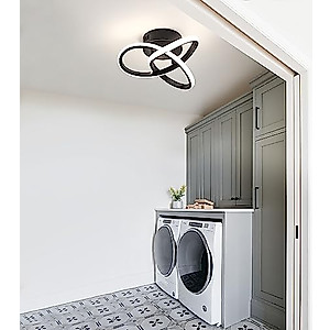 AMZASA Black Hallway Light Mini Artistic Lamp Modern LED Close to Ceiling Light for Balcony Corridor Closet Bedroom Bathroom 15W 4000K Neutral Light