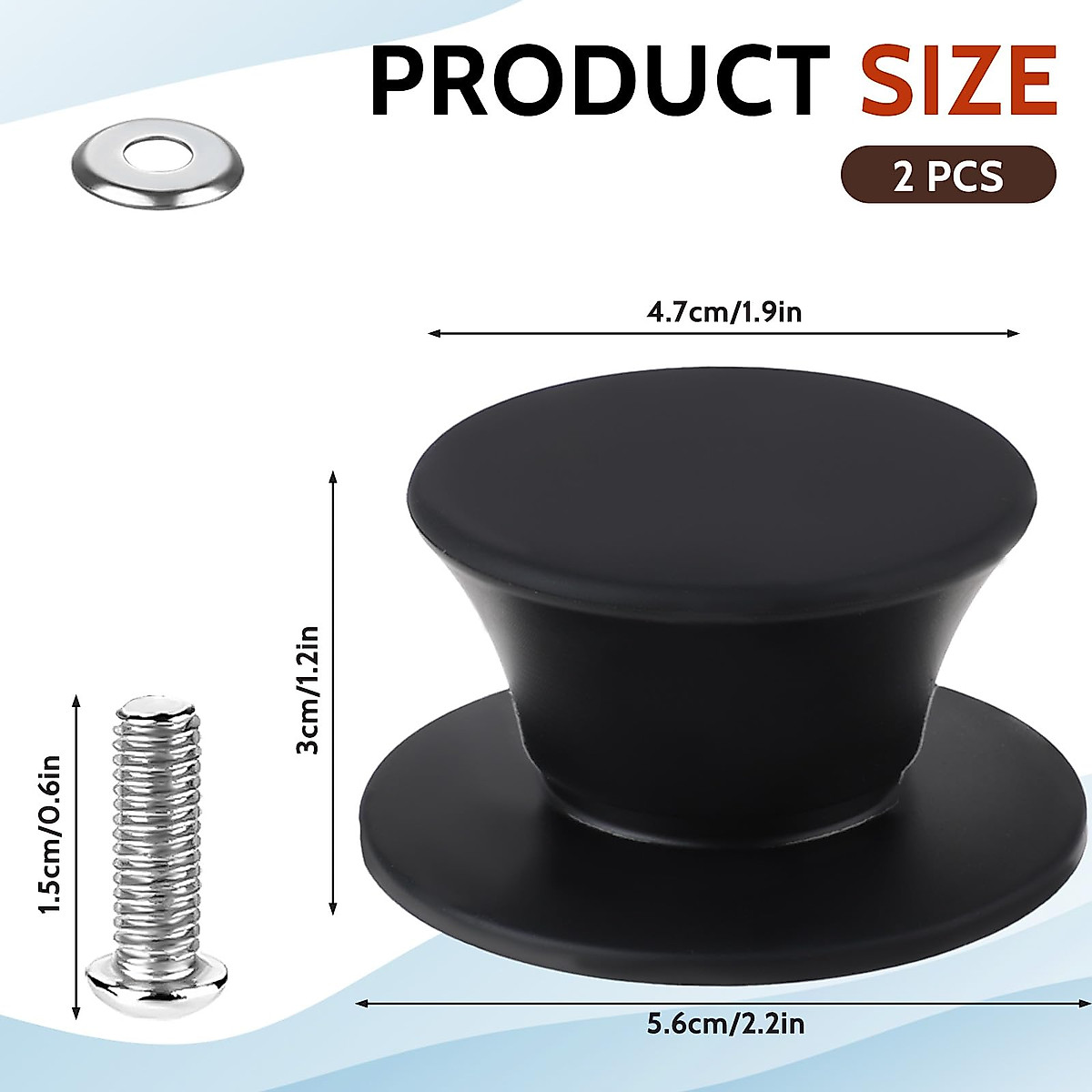 Molain 2pcs Universal Silicone Pot Lid Replacement Knob, Heat Resistant Pan Lid Holding Handles Black Non-Slip Pan Lid Knob for Slow Cookers Skillets Kitchen Cookware Lids Covers Dishwasher Safe