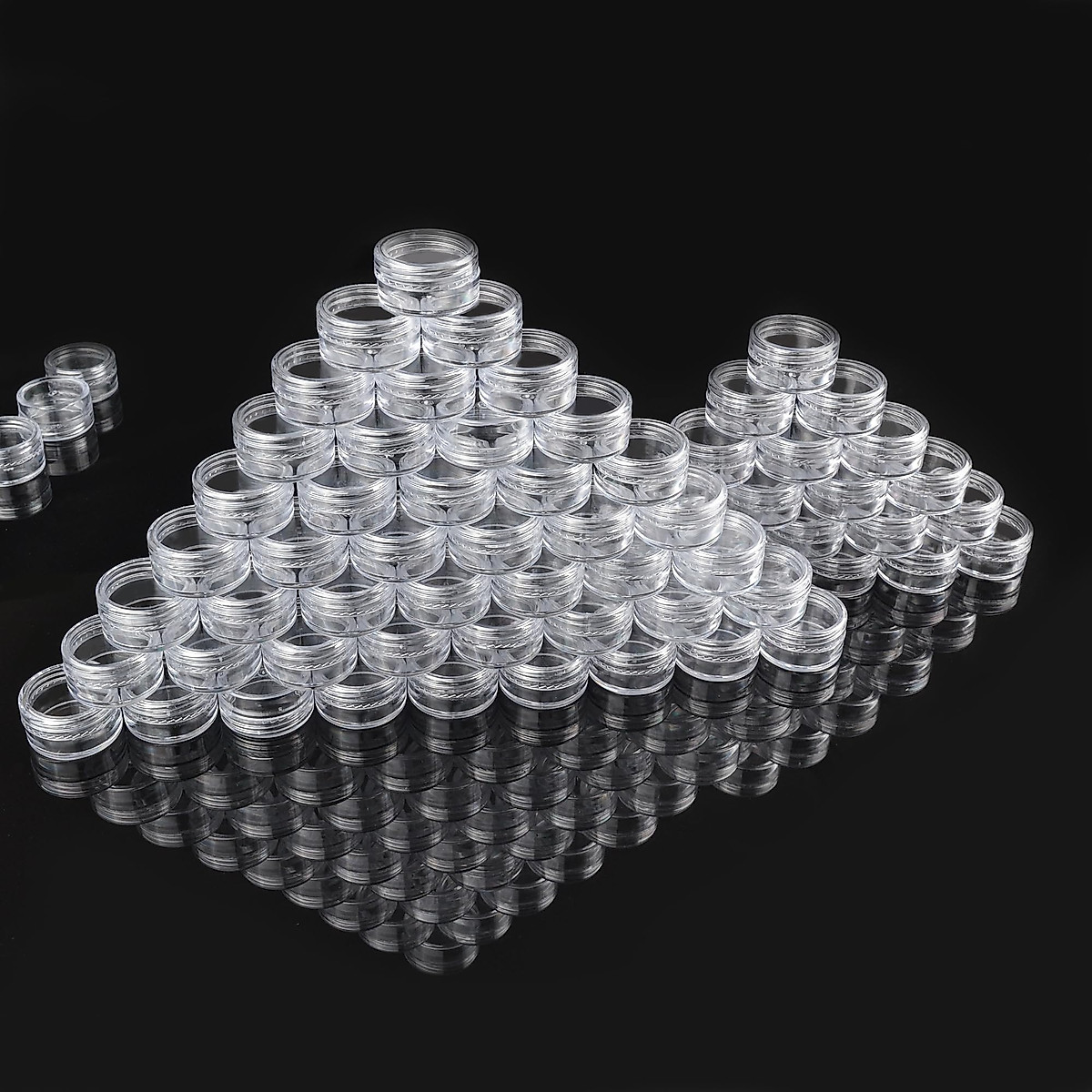 200 PCs 5 Gram Empty Plastic Cosmetic Samples Container for Make Up, Eye Shadow, Nails, Powder, Gems, Beads, Jewelry, Cream Small Clear Pot Jars with Lids