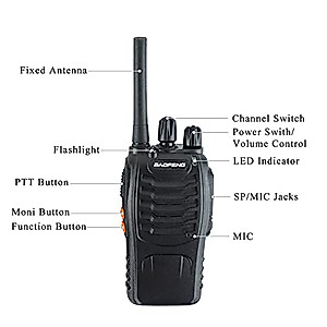 BAOFENG BF-88A Walkie Talkies 6 Way Charger Bulk FRS Radio License-Free Long Range 16 Channels Two Way Radio Pack of 6