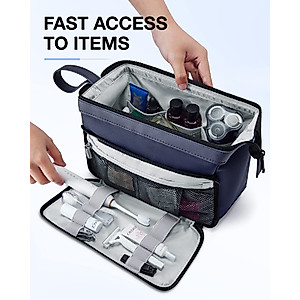 BAGSMART Toiletry Bag for Men, Wide Opening Travel Toiletry Bag for Men, Dopp Kit Water Resistant Shaving Hygiene Bag for Bathroom Shower, Travel Size Toiletries, Travel Essentials - Navy