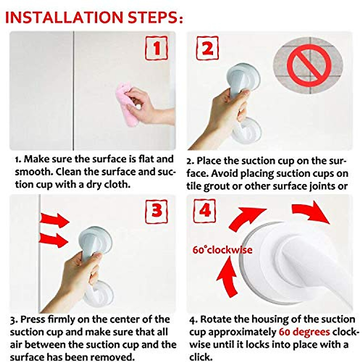 JanTeelGO Suction Grab Bar, Portable Suction Handle Bar Suction Grip Bar for Window Door Drawer Cabinet Mini Fridge Grab Puller (White)