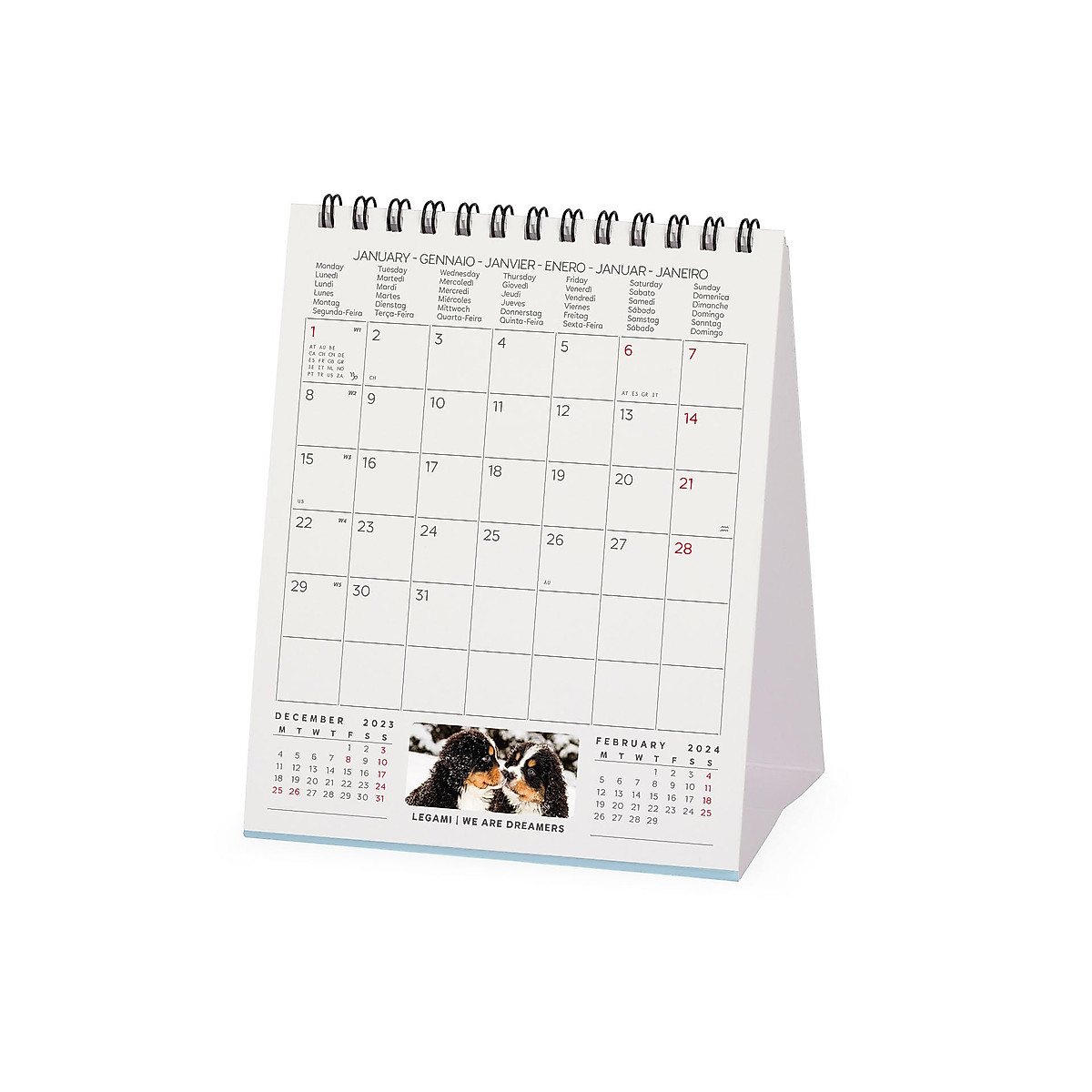 Legami - Table Calendar 2024, 12 Months and Annual Planner 2025, Space for Notes and Notes, Number of the Week, Zodiac Signs and International Holidays, Single Cellophaning, 12x14.5 cm