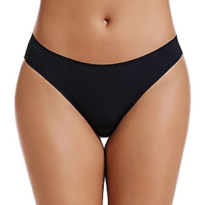voenxe Seamless Thongs for Women No Show Thong Underwear Women 5-10 Pack (5 pack black, Small)