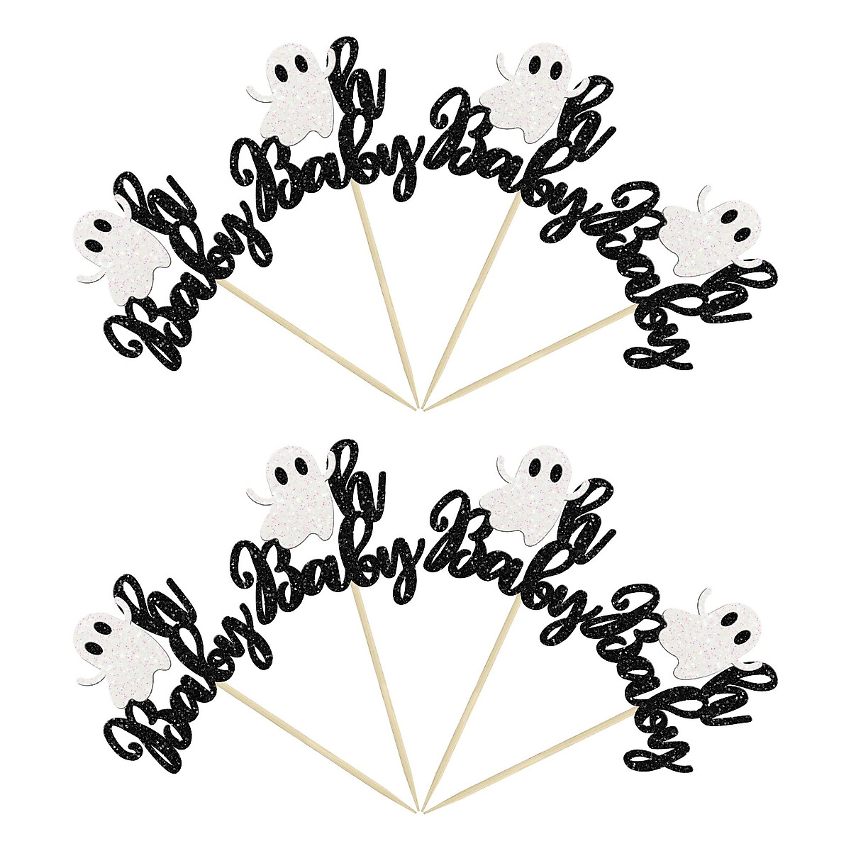 Gyufise 24Pcs Halloween Baby Shower Cupcake Toppers Halloween Oh Baby Cupcake Picks Little Boo Cupcake Topper Halloween Ghosts Decoration Supplies