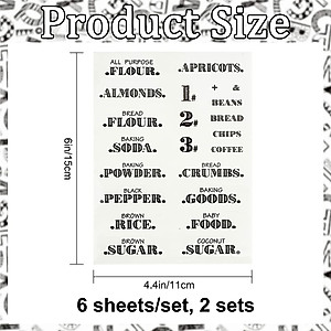 CRASPIRE Kitchen Pantry Labels 12 Sheets Preprinted Clear Kitchen Food Labels Water Resistant Organize Labels for Containers Jars Canisters Storage Bins