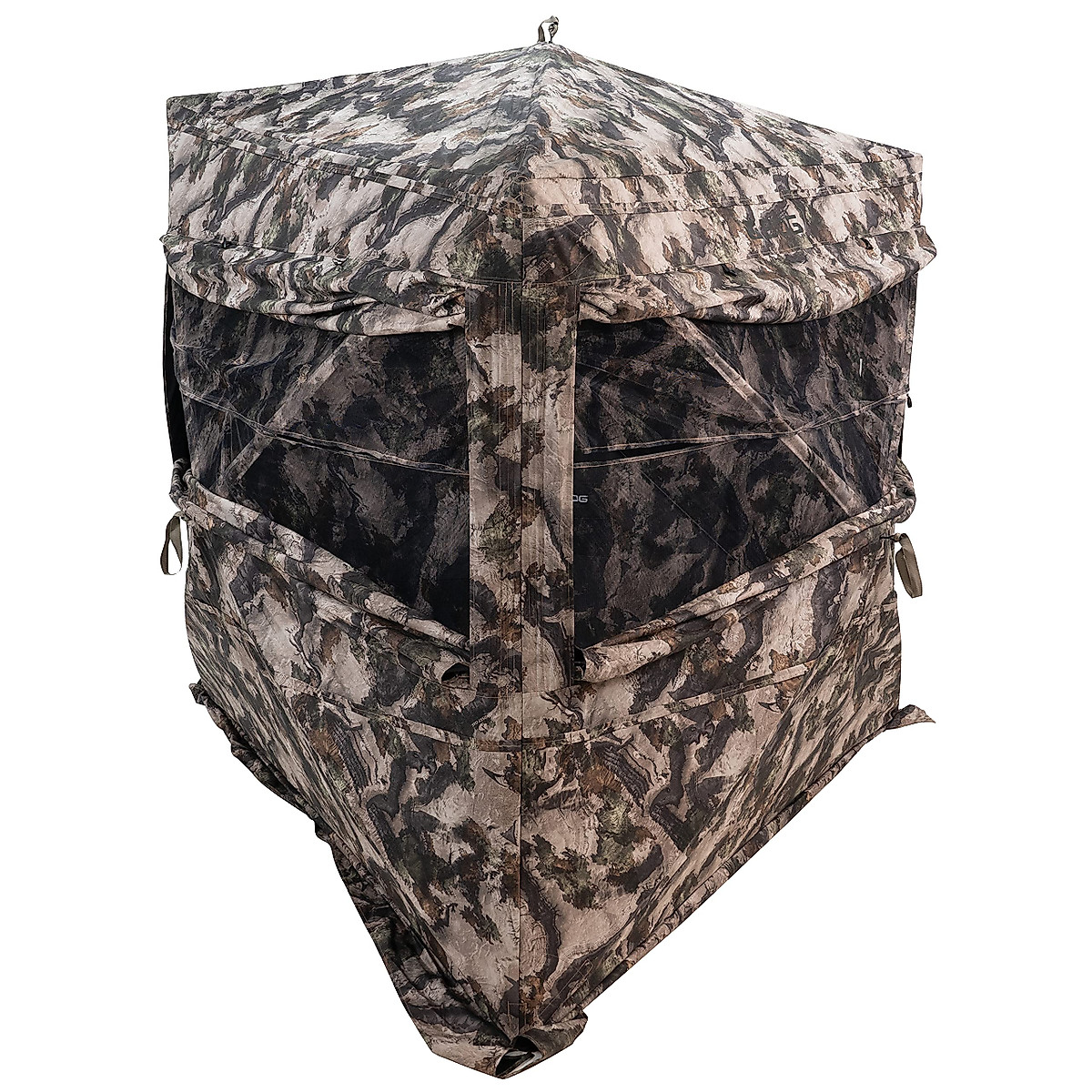 BOG Grave Digger Standing Height Ground Blind Mossy Oak with StealthZip Silent Zippers, StealthTrac Silent Windows, Water Resistant 600D Fabric, and Hub Construction for Hunting, Shooting, and Outdoor