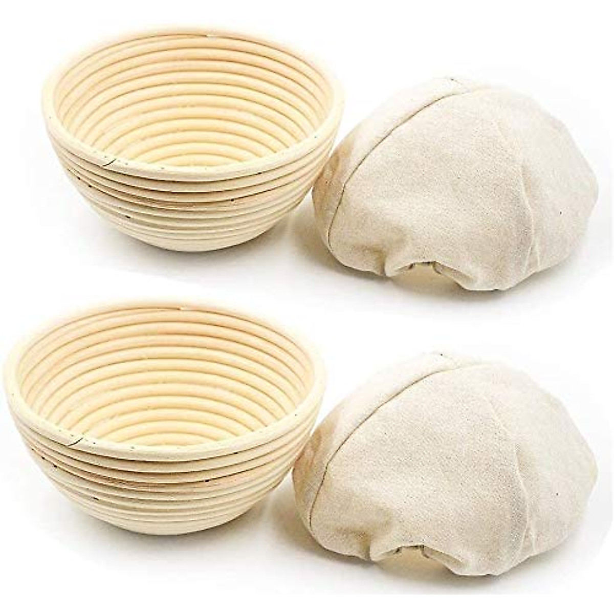 2 Pack Sourdough Proofing Baskets Set 6 Inch Dough Proofing Rising Rattan Basket Round Brotform Banneton Bread Basket With Linen Liner For Home Bakers