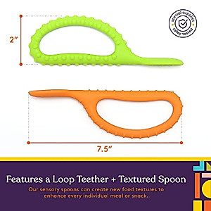 Special Supplies Duo Spoon Loops Oral Motor Therapy Tools, 2 Pack, Textured Stimulation and Sensory Input Treatment for Babies, Toddlers or Kids, BPA Free Silicone with Flexible, Easy Handle
