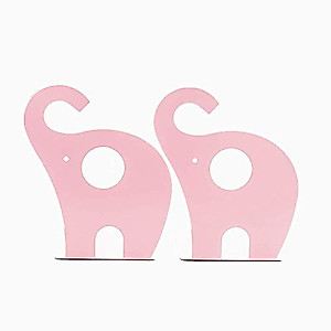 Leoyoubei Steel Book Racks Cute Elephant Art bookends Desk Accessories & Workspace Organizers, Kids Bedroom Or playroom, Office or Gift -Small Books,Book Organizer Non-Slip 1 Pairs Pink