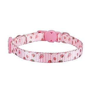 YUDOTE Breakaway Cat Collar with Bell, 2 Pack of Adjustable Floral Cat Collars Cute Safety Purple Pink Kitty Strawberry Collar