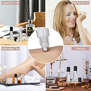 ComSaf Glass Essential Oil Roller Bottles, Set of 24, 10 ML Clear Glass Bottles with Stainless Steel Roller Balls, Leakproof Essential Oil Container Kits with Labels, Dropper, for Facial Body Care