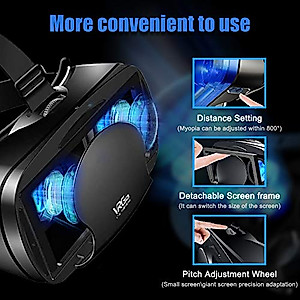 VR Headset 3D Virtual Reality Glasses Full Screen Visual Wide-Angle Soft & Comfortable-Compatible with IOS and Android