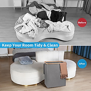 efluky Extra Large Laundry Basket with Lid, 145L Single Basket without Inner Bag for Clothes and Toys, Freestanding Collapsible Hamper for Bedroom Bathroom, Grey