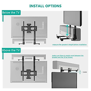 WALI Universal Sound Bar Mount - Adjustable Holder for Samsung, Bose, Sonos,Lg,Vizio and Most Soundbars 20''-45'' Wide, Extends 1.6 to 7.2 Inches, Supports 33 lbs, Easy Installation, Black