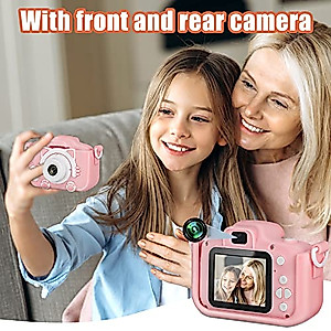 Vasttron Camera Toys for Kids 3 4 5 6 7 8 9 10 11 12 Years - Girls Boys Gift Digital Selfie Cameras Toddler Pink/Blue Cute Cat Camcorder Video Game Tools Children Electronics Toy with 32GB SD Card